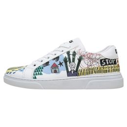 Sneaker DOGO "Ace Low-Top Sneaker I Was Here Damen Sneaker", Damen, Gr. 37, Normalschaft, wei&szlig;, Lederimitat, Schuhe Sneaker, Handgefertigt