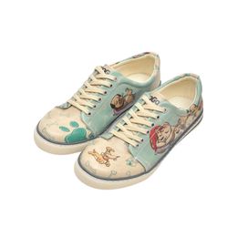 Sneaker DOGO "Classic Schn&uuml;rsneaker The Wise Owl Damen Sneaker", Damen, Gr. 38, Normalschaft, blau, Lederimitat, Schuhe Sneaker, Handgefertigt
