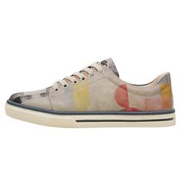 Sneaker DOGO "Classic Schn&uuml;rsneaker Geometric Shapes Damen Sneaker", Damen, Gr. 36, Normalschaft, grau, Lederimitat, Schuhe Sneaker, Handgefertigt