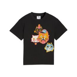 Puma T-Shirt 'Moody Cat' Jungen Gr&ouml;&szlig;e 116 orange / pink / schwarz / wei&szlig;