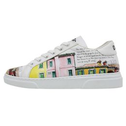 Sneaker DOGO "Ace Low-Top Sneaker Burano Island Damen Sneaker", Damen, Gr. 40, Normalschaft, wei&szlig;, Lederimitat, Schuhe Sneaker, Handgefertigt