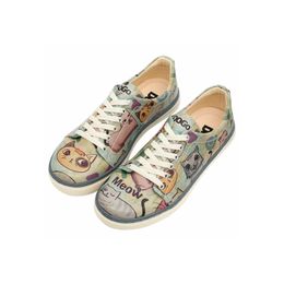 Sneaker DOGO "Classic Schn&uuml;rsneaker Cats Of The World Damen Sneaker", Damen, Gr. 39, Normalschaft, bunt (mehrfarbig), Lederimitat, Schuhe Sneaker, Handgefertigt