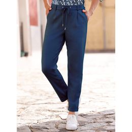 Jogger Pants Inspirationen, Damen, Gr. 52, Normalgrößen, blau (dunkelblau), 58% Viskose, 36% Polyamid, 6% Elasthan, unifarben, lang, Hosen