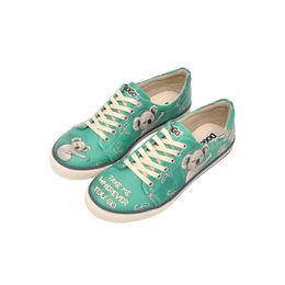 Sneaker DOGO "Classic Schn&uuml;rsneaker The Wise Owl Damen Sneaker", Damen, Gr. 37, Normalschaft, gr&uuml;n, Lederimitat, Schuhe Sneaker, Handgefertigt