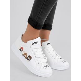 Sneaker DOGO "Ace Low-Top Sneaker Friends Till Eternity Harry Potter Damen", Damen, Gr. 38, Normalschaft, wei&szlig;, Lederimitat, Schuhe Sneaker, Handgefertigt