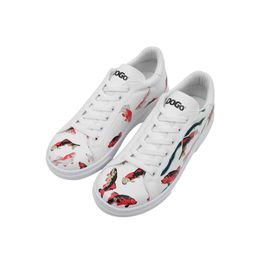 Sneaker DOGO "Ace Low-Top Sneaker Koi World Damen Sneaker", Damen, Gr. 38, Normalschaft, wei&szlig;, Lederimitat, Schuhe Sneaker, Handgefertigt