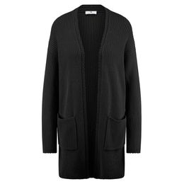 Peter Hahn - Long-Strickjacke, schwarz, Gr. 38 / S - Baumwolle