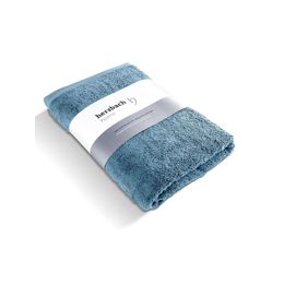 Herzbach home Badetuch Pura, feingemusterte Bord&uuml;re, Fl&auml;chengewicht 550 gsm Herren Gr&ouml;&szlig;e 100x150 cm blau