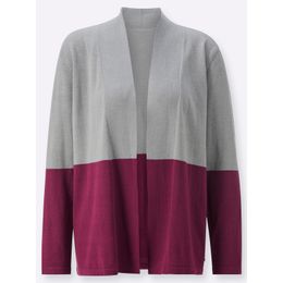 WITT Damen Strickjacke mit Colour-Blocking-Muster, malve-steingrau-gemustert, Gr&ouml;&szlig;e 46