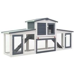 vidaXL Kaninchenstall / Hasenstall mit Dach grau