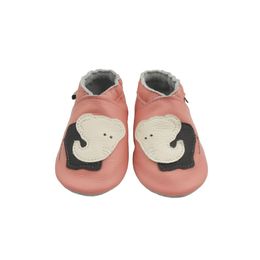 Bemesu Rosa Baby-Leder-Laufschuhe, komfortabel mit rutschfester Sohle - Elefantenmotiv | Gr.: 17/18