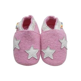 Yalion Rosa Woll-Krabbelschuhe &ldquo;&rdquo;Sterne&ldquo; | Gr.: 20/21