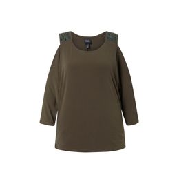 Ulla Popken Shirt in olivgrau | Gr.: 58-60
