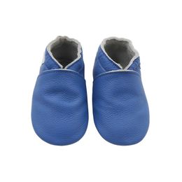 Basrakids Baby-Leder-Laufschuhe, komfortabel mit rutschfester Sohle - Blau | Gr.: 23/24