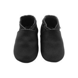 Basrakids Baby-Leder-Laufschuhe, komfortabel mit rutschfester Sohle - Schwarz | Gr.: 22/23