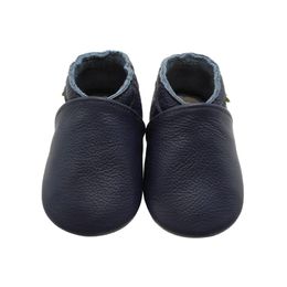 Yalion Baby Krabbelschuhe aus Leder mit rutschfester Sohle &ndash; Marineblau | Gr.: 17/18