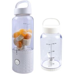 Vitaliano tragbarer Smoothie Maker to go im Bundle mit extra Flasche, 500ml, USB, spülmaschinenfest, leichter, Standmixer, Weiss