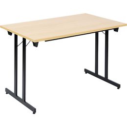 Klapptisch F25, BxT 1200 x 700 mm, Platte Buche-Dekor, Gestell schwarz kaiserkraft