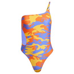 adidas originals Badeanzug 'Graphic' Damen Gr&ouml;&szlig;e XL kobaltblau / taubenblau / dunkelgelb / dunkelorange