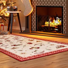 Villeroy & Boch Teppich VILLEROY & BOCH "Nostalgic Shine Toy's Delight, eckig, rund und Läufer", rot (rot,multifarben), B:80cm H:6mm L:200cm, Baumwolle, Viskose, Teppiche, Weihnachten, Wohnzimmer, Flur, Geschenk, Toys Delight, Dekoration