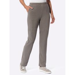 Schlupfhose Classic Basics, Damen, Gr. 25, Kurzgrößen, grau (taupe), 98% Polyester, 2% Elasthan, unifarben, lang, Hosen