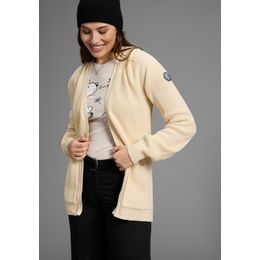 Strickjacke Kangaroos, Damen, Gr. 44/46, weiß (sanftes weiß), Strick, Obermaterial: 100% Polyacryl, Casual, gerade hüftbedeckend, V-Ausschnitt, Puffärmel Rippstrickbündchen, Strickjacken, aus kuscheligem Strick