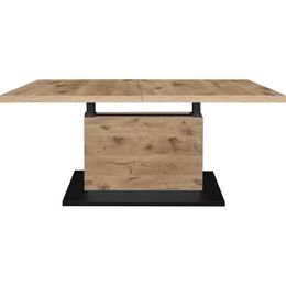Mäusbacher MÄUSBACHER Couchtisch »Lift Couchtisch« höhenverstellbar 56-75cm, Breite Tischplatte 120-160cm, Metallgestell vulkanschwarz supermatt/viking oak +...