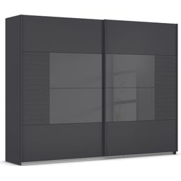 Rauch Schwebet&uuml;renschrank &raquo;Kleiderschrank Schrank Garderobe Schlafzimmerschrank RUGA&laquo; Auflagen in moderner Lamellen-Optik, mit Glasauflagen MADE IN 