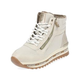 Mustang Shoes Schnürstiefelette »Stiefelette Lederimitat« Ivory 40 40 Verschluss: Schnürung