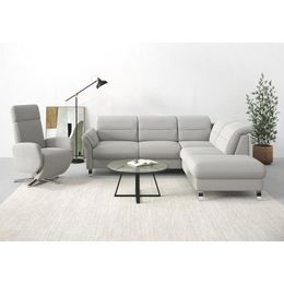 Sit & More sit&more Ecksofa &raquo;Grenoble L-Form mit Federkern&laquo; wahlweise mit Bettfunktion, Bettkasten, Arm- und Kopfteilverstellung silber