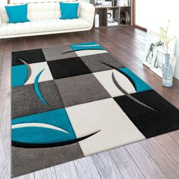 Paco Home Teppich &raquo;Diamond 665&laquo; rechteckig 17 mm H&ouml;he Karo Muster, 3D-Design, auch als L&auml;ufer, Wohnzimmer, Schlafzimmer t&uuml;rkis Obermaterial: 100%...