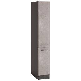 KOCHSTATION Apothekerschrank &raquo;KS-Tulsa&laquo; 30 cm breit, 200 cm hoch, mit 2 Ausz&uuml;gen, Metallgriff, MDF Front grau
