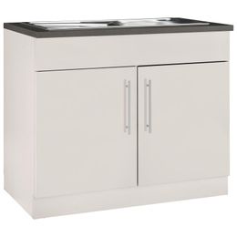 Wiho-K&uuml;chen WIHO K&Uuml;CHEN Sp&uuml;lenschrank &raquo;Cali&laquo; 100 cm breit Front und Korpus: Cashmere, Arbeitsplatte: Granit Grau