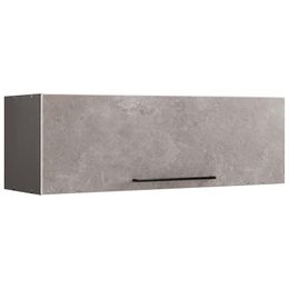 KOCHSTATION Klapphängeschrank »KS-Tulsa« 100 cm breit, mit 1 Klappe, schwarzer Metallgriff, MDF Front betonfarben hell grafit