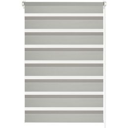 Gardinia Doppelrollo &raquo;Easyfix&laquo; halbtransparent Sichtschutz mit Bohren/ohne Bohren freih&auml;ngend segmentweise gewebter Stoff hellgrau Obermaterial:...