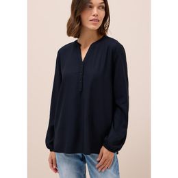 Cecil Langarmbluse Tunika, Split Neck mit dekorativer Knopfleiste urban dark blue M (40) M (40) Unifarbene Tunika-Bluse von Cecil