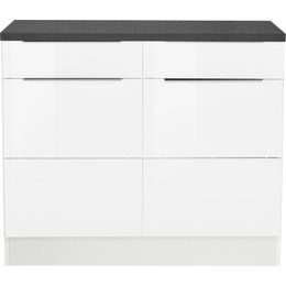 KOCHSTATION Unterschrank &raquo;KS-Brindisi&laquo; 100 cm breit, viel Stauraum wei&szlig; Holzwerkstoff, MDF