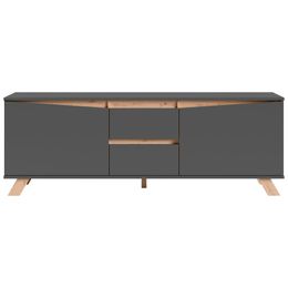Inosign Lowboard »Valentin« 160cm TV Board mit 2 Türen und 2 Schubkästen in modernem Skandi Design anthrazit Der Fernsehschrank Valentin ist mit...