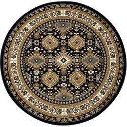 my home Teppich &raquo;Diantha&laquo; rund 7 mm H&ouml;he Orient-Optik, Teppich mit Bord&uuml;re, Kurzflor, elegant, weich braun Kunstfaser
