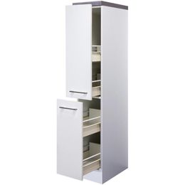 Flex-Well Apothekerschrank &raquo;Kopenhagen&laquo; (B x H x T) 30 x 162 x 60 cm, mit 4 Ablagen Wei&szlig; matt / Beton grau Wei&szlig;