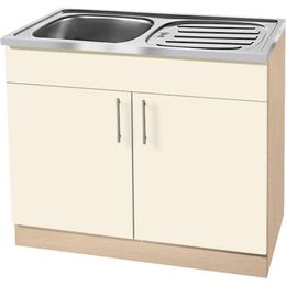 Wiho-K&uuml;chen wiho K&uuml;chen Sp&uuml;lenschrank &raquo;Kiel&laquo; 100 cm breit mit Auflagesp&uuml;le beige