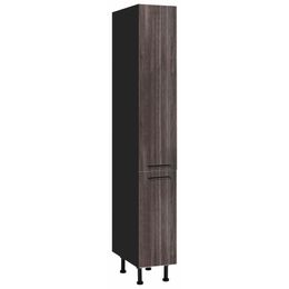 Wiho-K&uuml;chen WIHO K&Uuml;CHEN Apothekerschrank &raquo;Nisos&laquo; 30 cm breit, Soft-Close in Schubladen, verstellbare F&uuml;&szlig;e, ohne Platte Front: Aberdeen Dunkel, Korpus: Schwarz