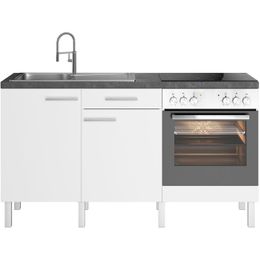 Optifit K&uuml;che &raquo;Lilly&laquo; Breite 160 cm, wahlweise mit E-Ger&auml;ten K&uuml;che: wei&szlig; + Front: wei&szlig; + Korpus: wei&szlig; + Arbeitsplatte: Black Stone