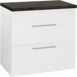 Wiho-K&uuml;chen WIHO K&Uuml;CHEN Kochfeldumbauschrank &raquo;Unna&laquo; 90 cm breit Front und Korpus: wei&szlig;, Arbeitsplatte: Granit Schwarz