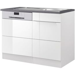 KOCHSTATION Spülenschrank »KS-Brindisi« 110 cm breit, inkl. Möbeltür für Geschirrspüler sowie Einbauspüle weiß Hochglanz/weiß