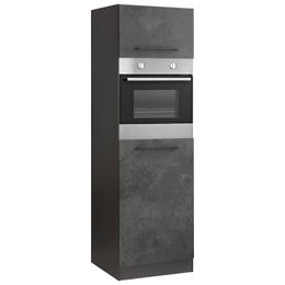 KOCHSTATION Backofen/K&uuml;hlumbauschrank &raquo;KS-Tulsa&laquo; 60 cm breit, 200 cm hoch, mit Nischenma&szlig; 88 cm betonfarben dunkel grafit