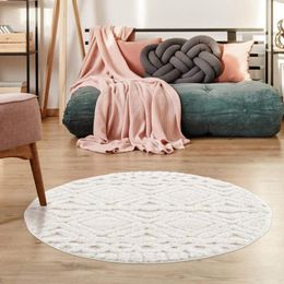 Carpet City Hochflor-Teppich »Focus 3382« rund 20 mm Höhe Boho-Teppich, Hochtief-Muster/ 3D-Effekt, für Wohnzimmer, Schlafzimmer creme...