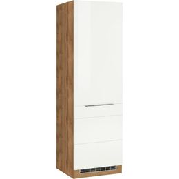 KOCHSTATION K&uuml;hlumbauschrank &raquo;KS-Brindisi&laquo; 60 cm breit, 200 cm hoch, hochwertige MDF Fronten wei&szlig; MDF