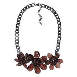 Steuer Collierkettchen »Metall schwarz Blume Blüte Glaskristall braun« Schwarz 56cm Collier mit formschöner Glasblüte in dunkler Mauve