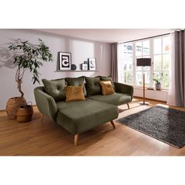 Home Affaire Ecksofa »Baggio formschöne Polsterecke, bequem, Breite 277cm, L-Form« Zierkissen inklusive grün